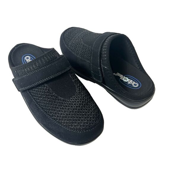 Orthofeet | Shoes | Orthofeet Blackfabric Mule Womens Ss 65 2e Xwide ...